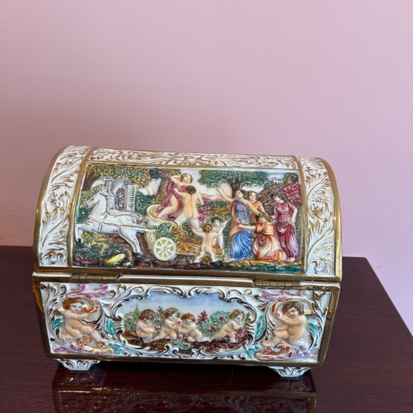 Capodimonte | Art | Antique Capodimonte Porcelain Large Trinket Box ...